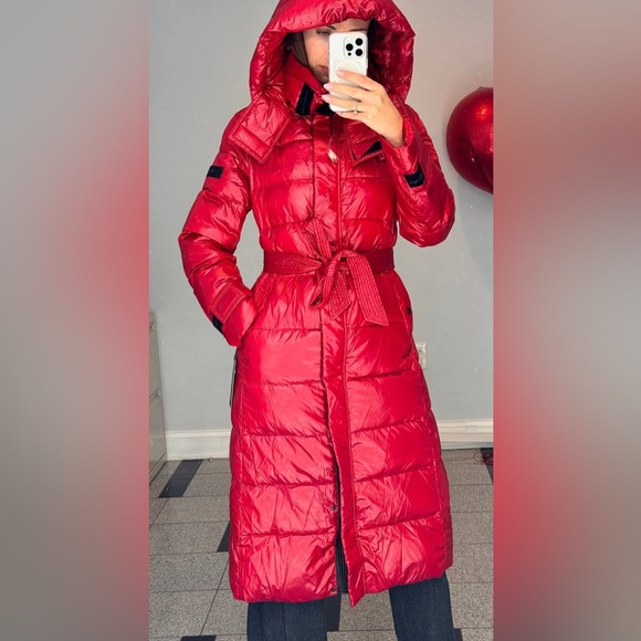 Karl Lagerfeld | Jackets & Coats | Contrast Belted Longline Puffer ...